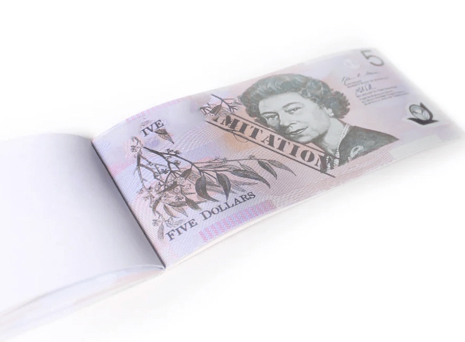 Buy $5 Australian Fake Note Pad – 50 Sheet Souvenir Pack - MyDeal Australia