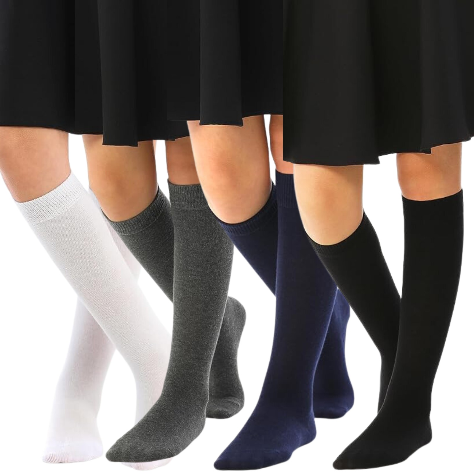 Buy Knee High School Socks for Girls Boys Plain Cotton Rich Kids ...
