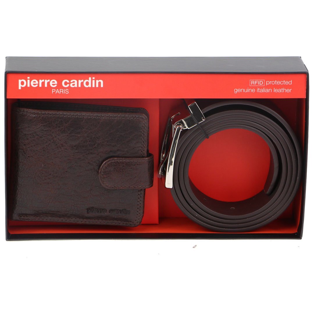 Buy Pierre Cardin Mens RFID Leather Wallet & Belt Gift Set Fathers Day ...