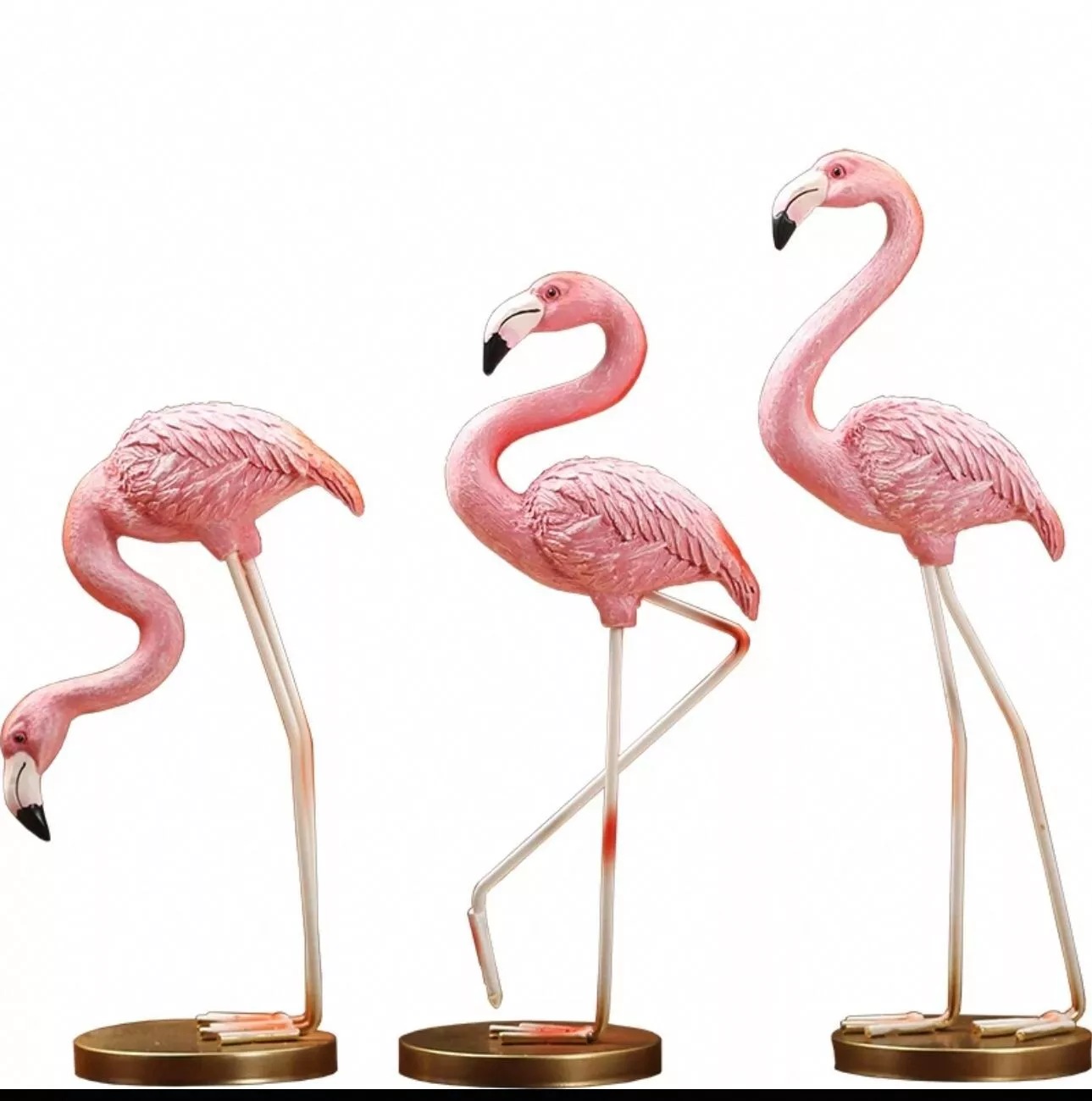 Buy 3 pieces resin sculpture flamingo figurine - MyDeal Australia