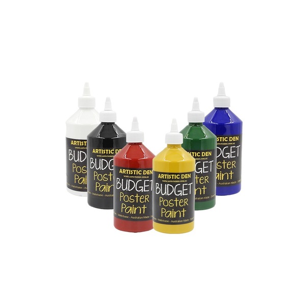 Buy 6 x 500ml Budget Poster Paint Primary Colors - MyDeal Australia