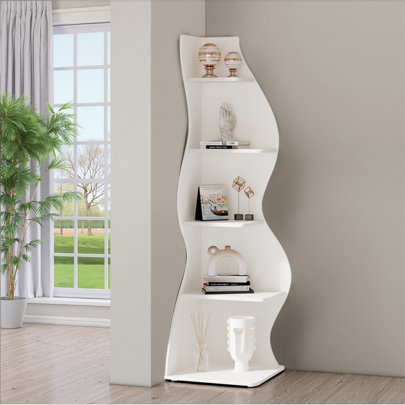 Buy OAKORY 178cm H 5-Tier Corner Shelf with Unique Wave Shape ...