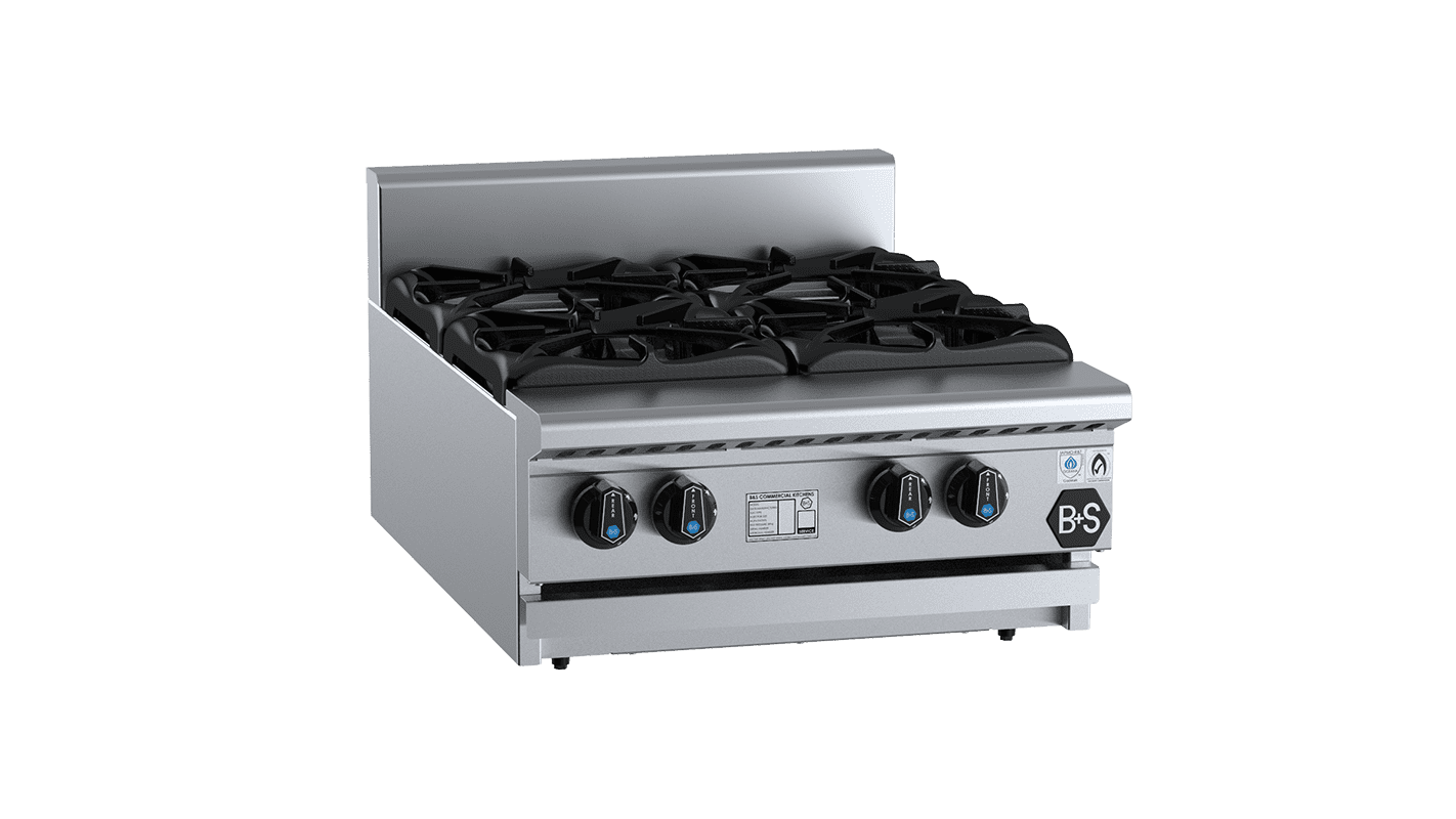 Buy B+S Black Benchtop Four Burner Boiling Top Cooktop Open Burner ...
