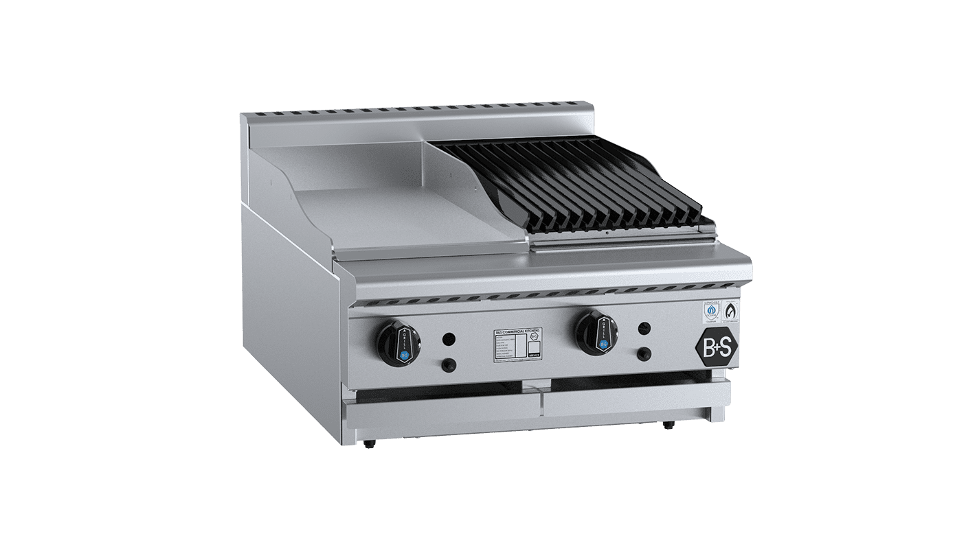 Buy B+S Black Combination 300mm Grill Plate & 300mm Char Broiler Bench ...