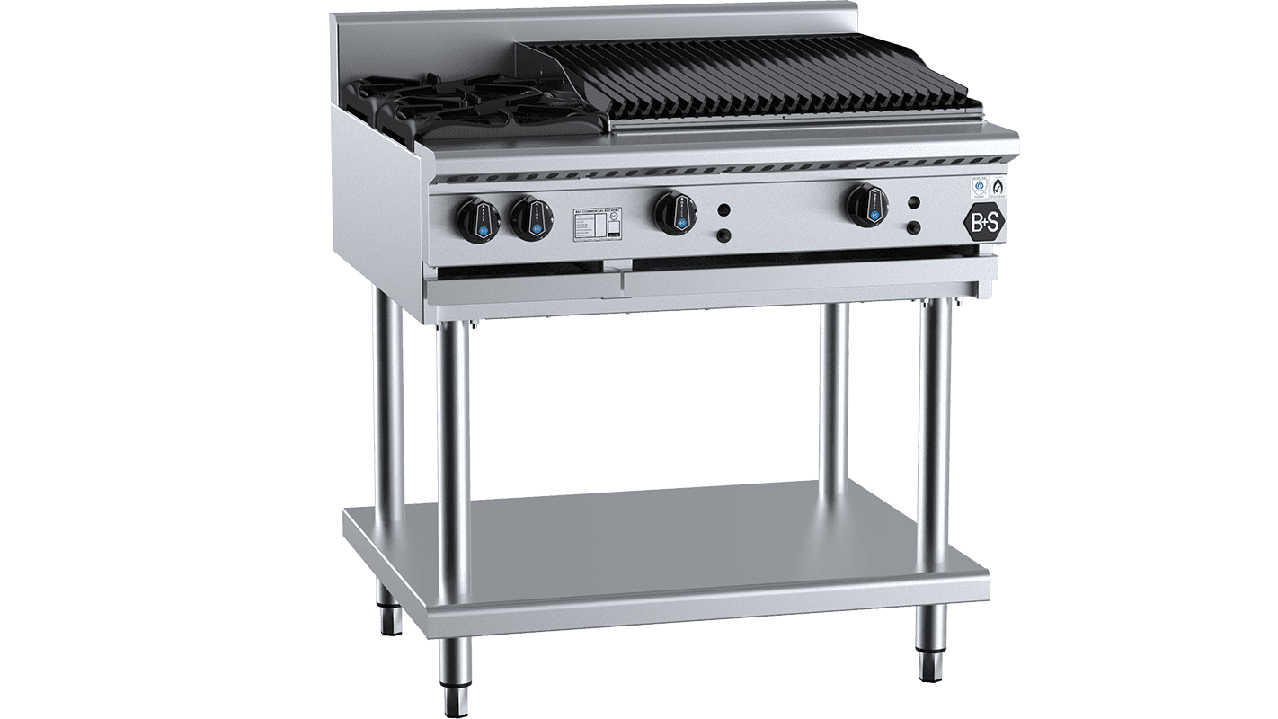 Buy B+S Black Combination Two Open Burners & 600mm Char Broiler Natural ...