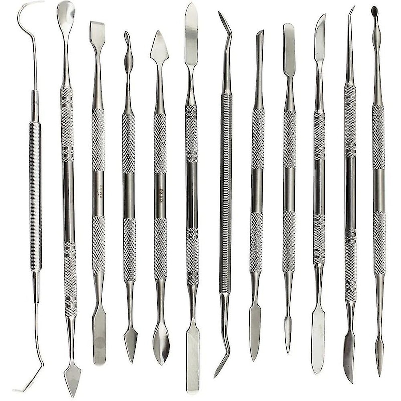 Buy 12 Pcs Wax Carvers Set Double Ended Dental Wax Modeling Sculpting Tools Dental Picks Polymer ...