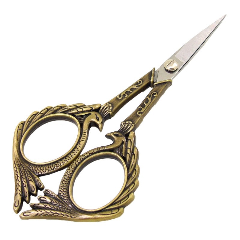 Buy Alloy Handle Stainless Steel Scissors Retro Beauty Cut-Bronze ...
