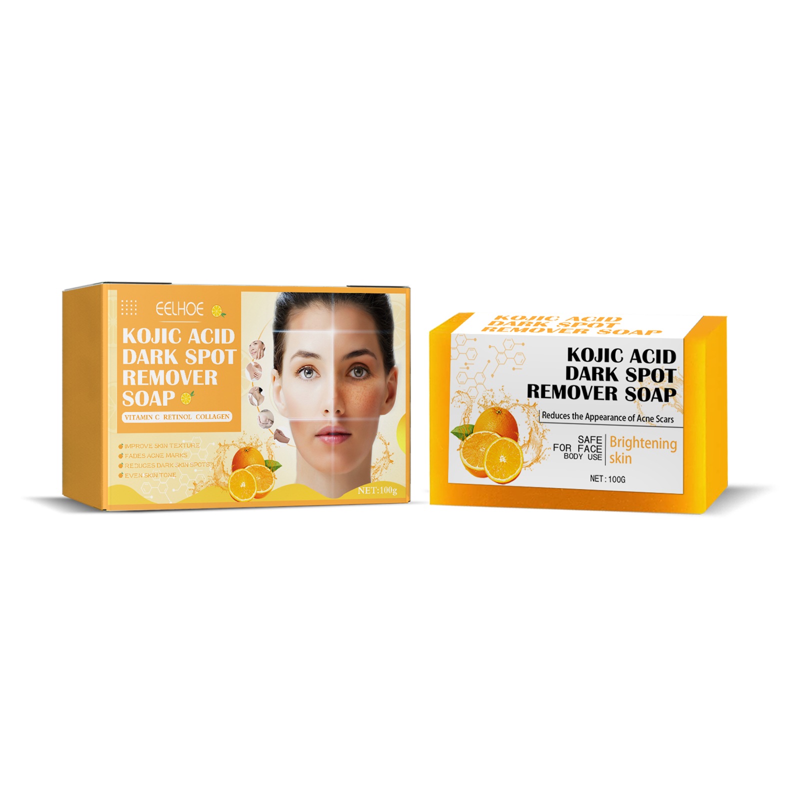 Buy EELHOE Kojic Acid Soap, Fade Dark Spot Clean Pores Exfoliate Skin ...