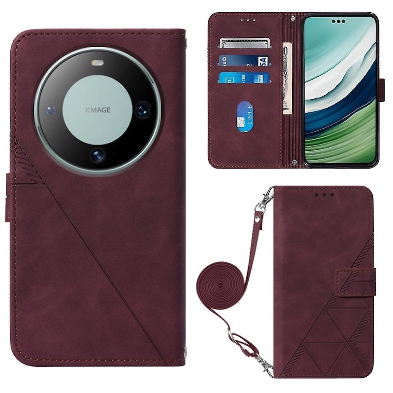 Buy For Huawei Mate 60 Pro Phone Leather Case Wallet Stand Imprinted ...