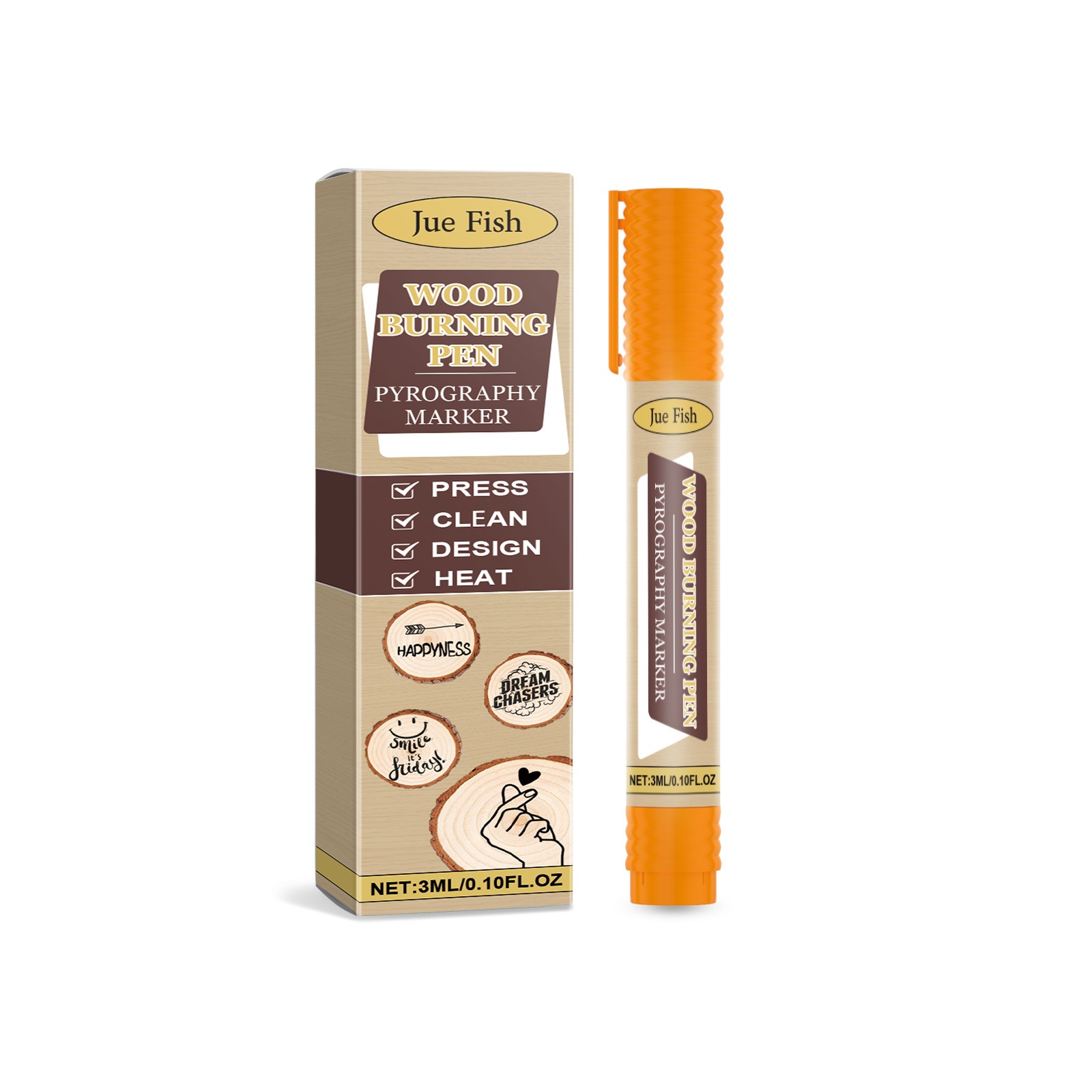 Buy Jue-Fish Wood Pyrography Marker, A Handmade Diy Design Wood Coaster ...