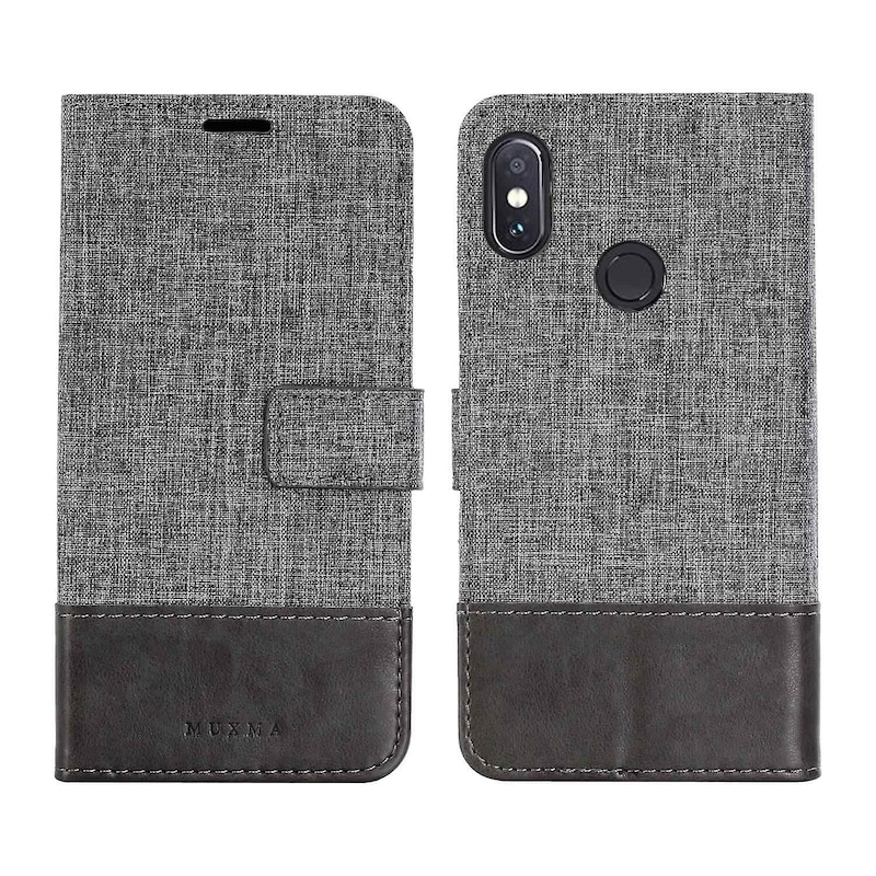 Buy MUXMA PU Canvas Splicing Wallet Cover for Xiaomi Redmi Note 5 Pro ...