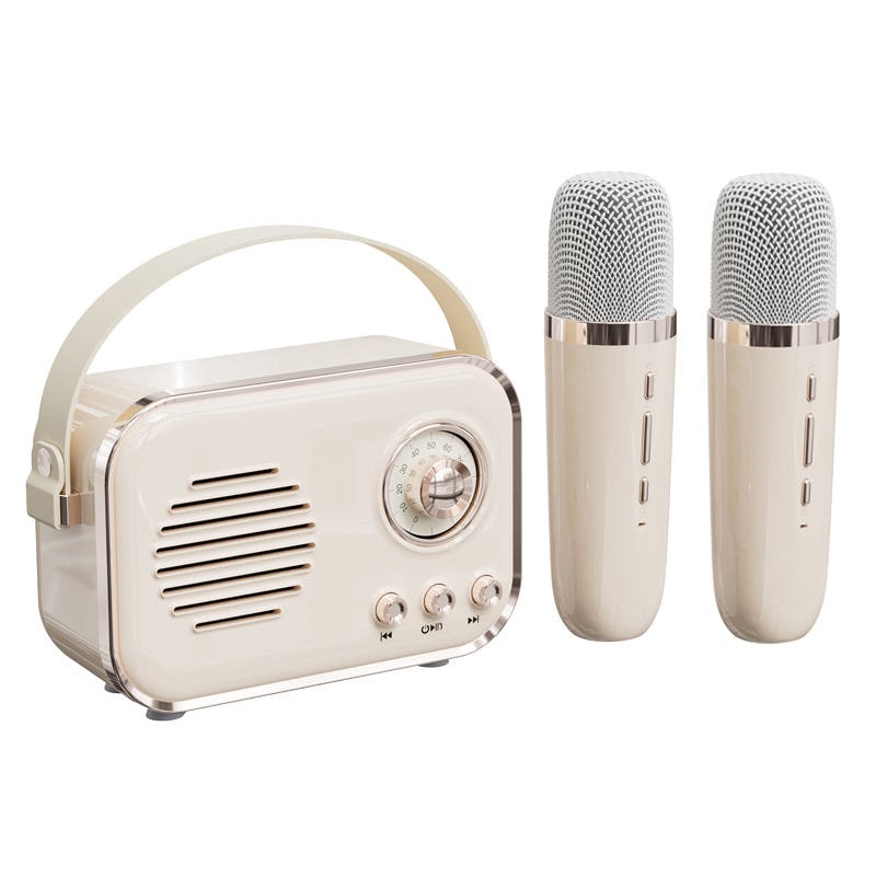 Buy P33 Retro Karaoke Machine with 2 Wireless Microphones Portable ...