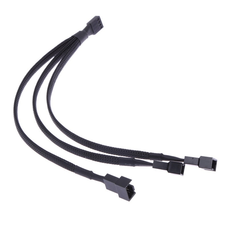 Buy Power Cables & Connectors 3 Pcs 4Pin 1 To Ways Extender Cable Pwm Fan Splitter Black Sleeved ...