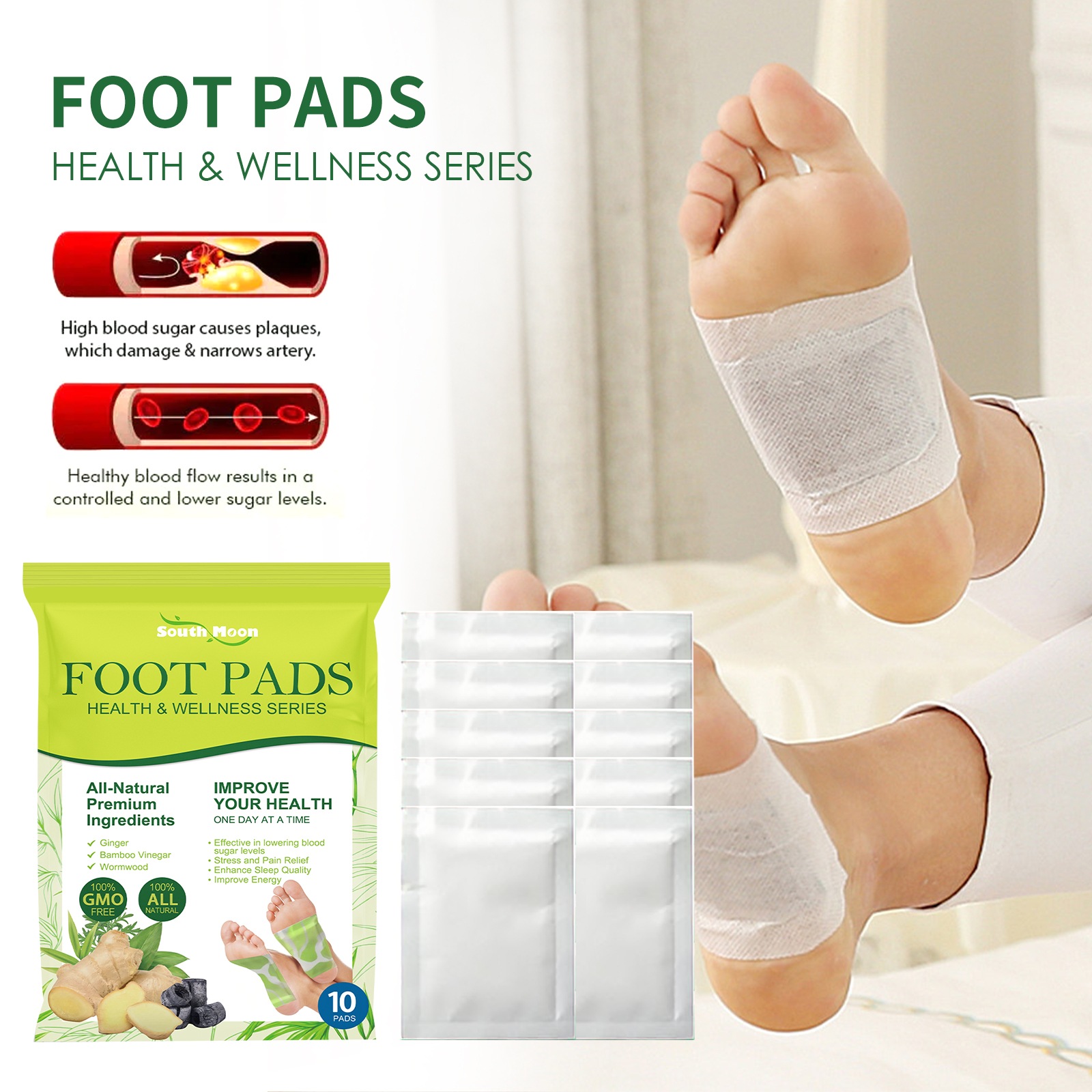 Buy South Moon Foot Pads, Foot Massage Ginger Removing Moisture And ...