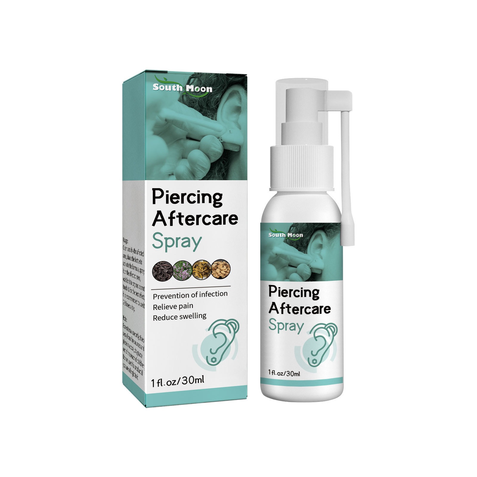 Buy South Moon Piercing Aftercare Spray, Ear Hole Cleaning Prevent Odor ...