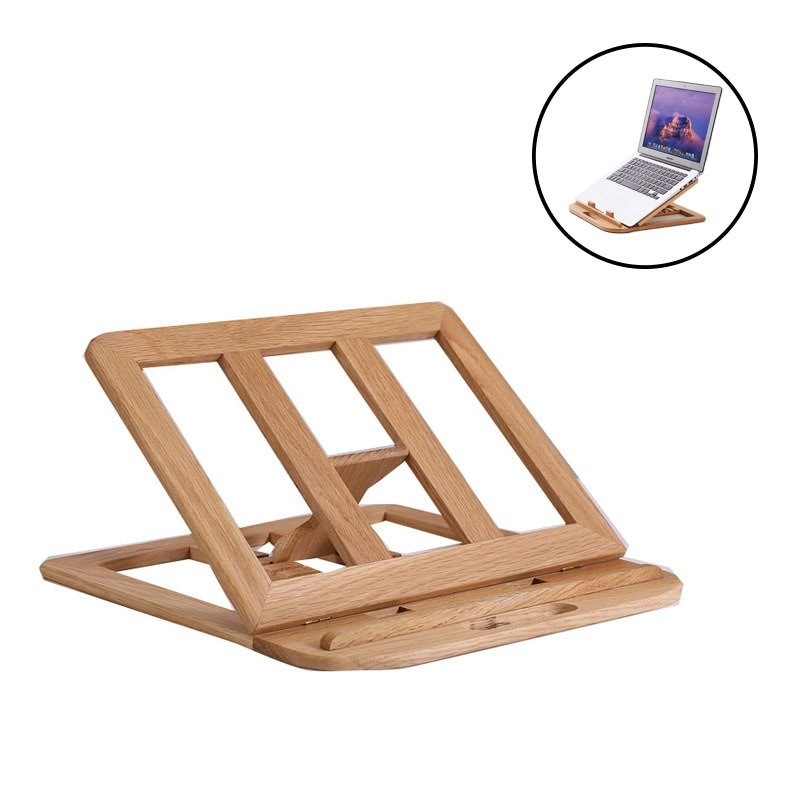 Buy Wooden Laptop Stand Foldable Macbook Stand -White Oak - MyDeal ...