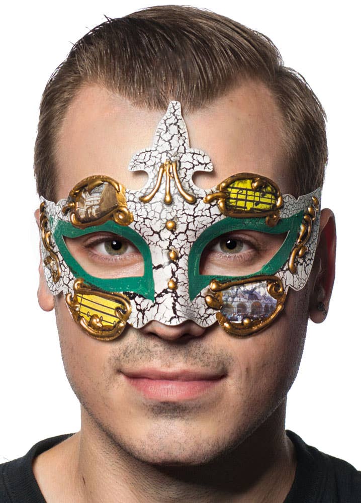 Buy Baroque Mens Green Masquerade Mask - MyDeal Australia