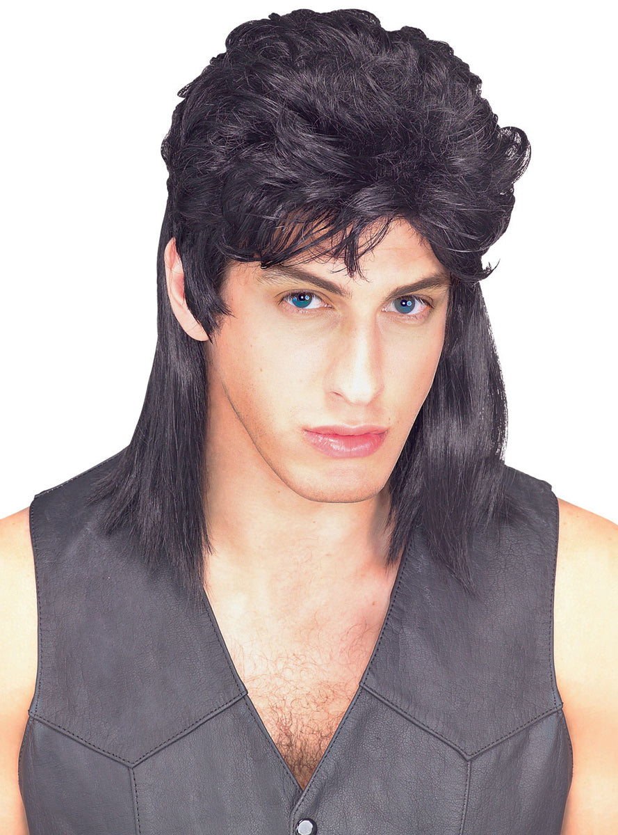 Buy Bogan Mullet Mens Black 80s Costume Wig - MyDeal Australia