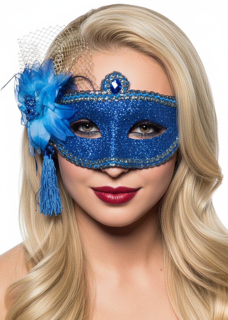 Buy Celebration Blue Glitter Masquerade Mask - MyDeal Australia