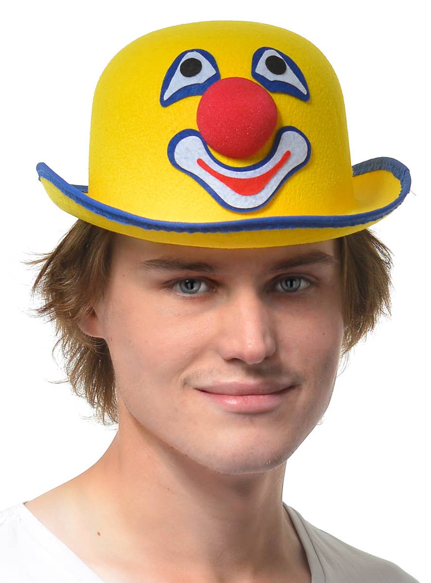 Buy Clown Face Adults Yellow Bowler Costume Hat - MyDeal Australia