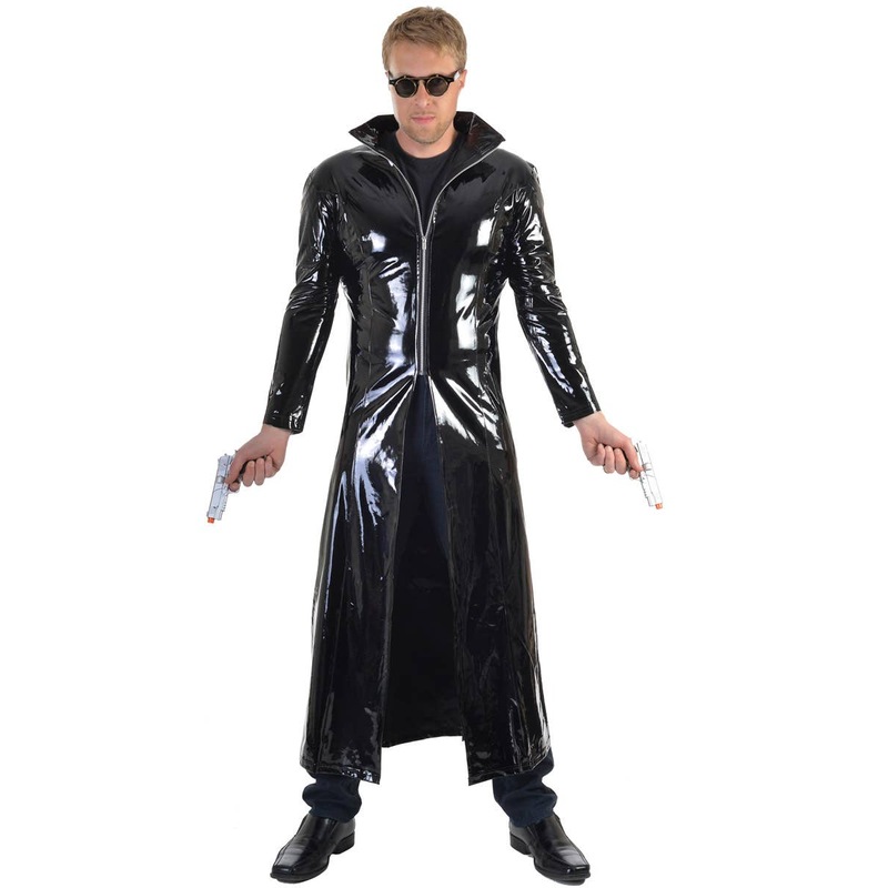 Buy Deluxe Long Black Vinyl Mens Neo Matrix Costume - MyDeal