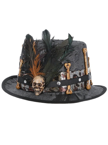 Buy Distressed Adults Witch Doctor Top Hat with Feathers - MyDeal Australia