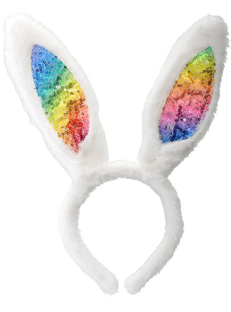 Buy Fluffy Rainbow Sequin Bunny Ears Costume Headband - MyDeal Australia