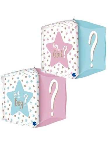Buy Girl or Boy 38cm Cube Shaped Gender Reveal Foil Balloon - MyDeal ...