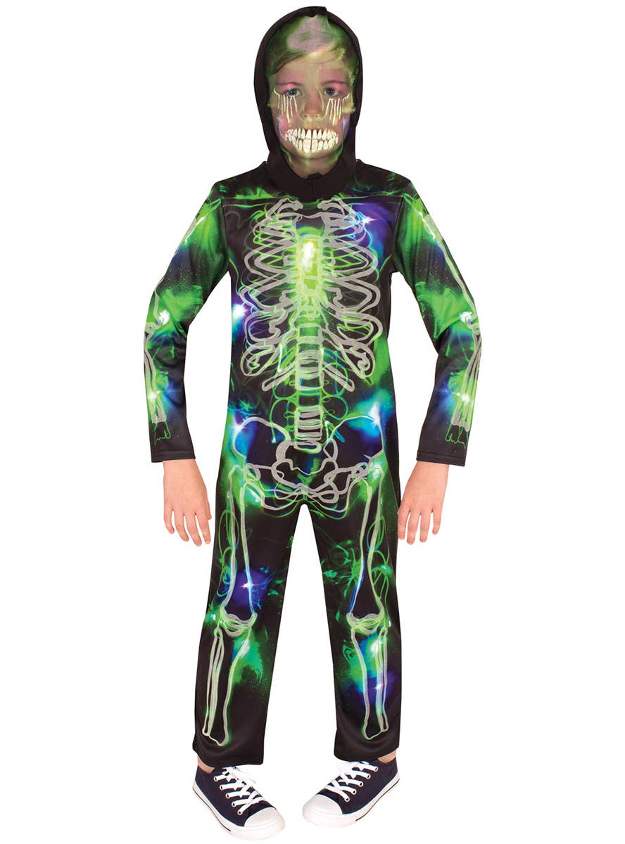 Buy Glow in the Dark Neon Green Skeleton Boys Halloween Costume ...