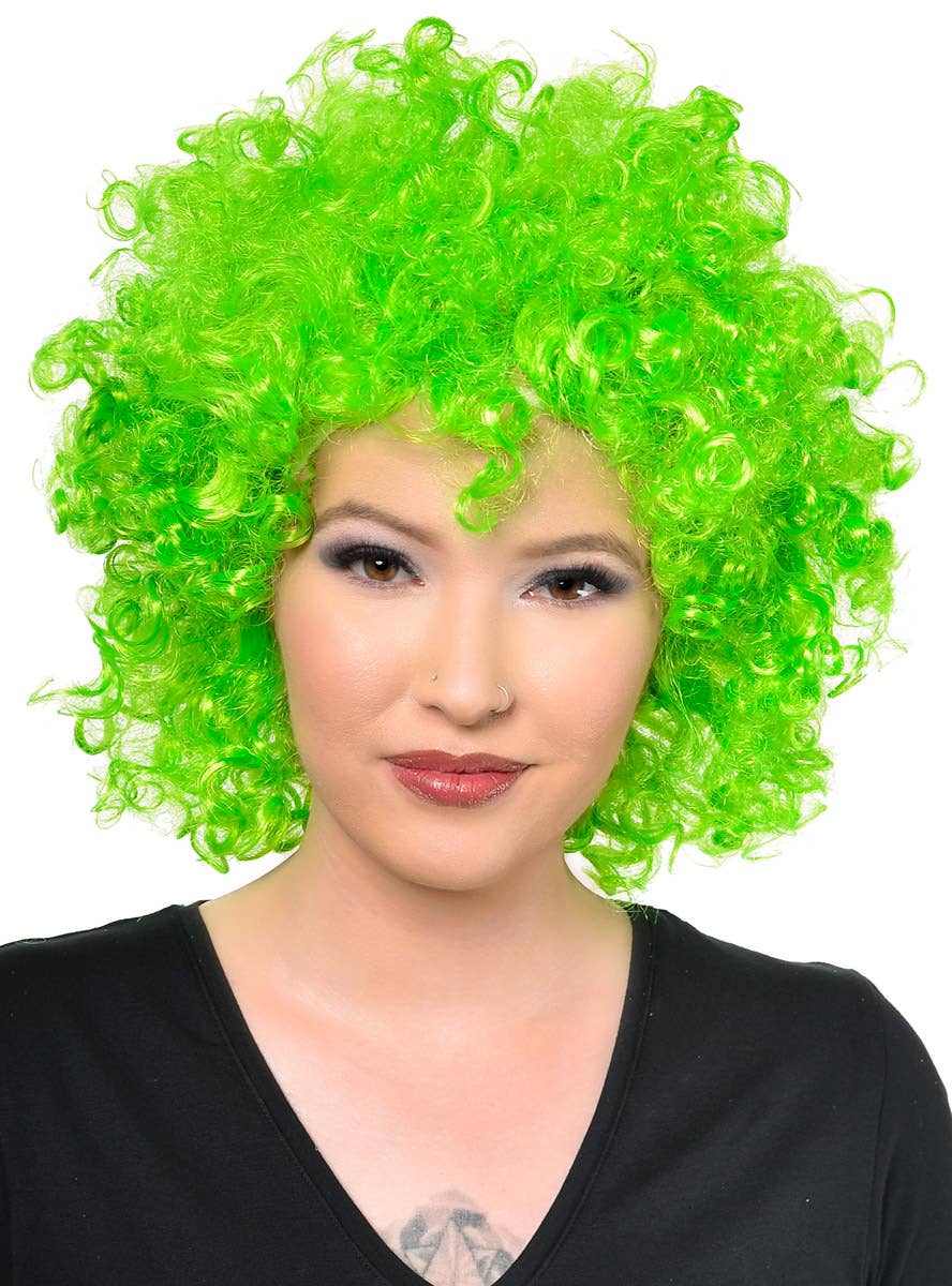 Buy Large Curly Neon Green Afro Adults Costume Wig - MyDeal Australia