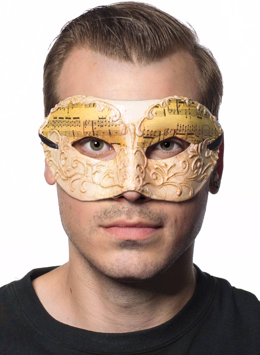 Buy Music Notes Antique White Mens Masquerade Mask - MyDeal Australia
