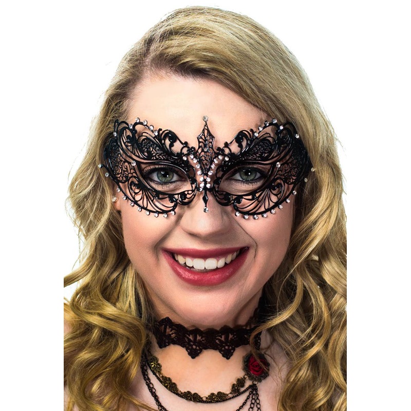 Buy Royalty Filigree Black Metal Masquerade Mask - MyDeal