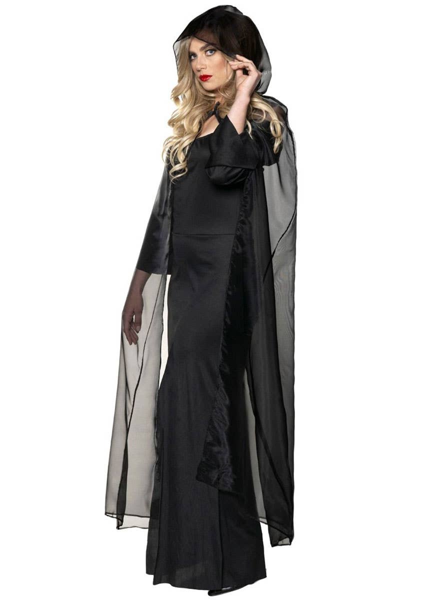 Buy Sheer Black Chiffon Adults Costume Cape with Hood - MyDeal Australia