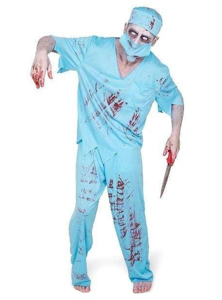 Buy Zombie Blood Splattered Surgeon Mens Halloween Costume - MyDeal ...