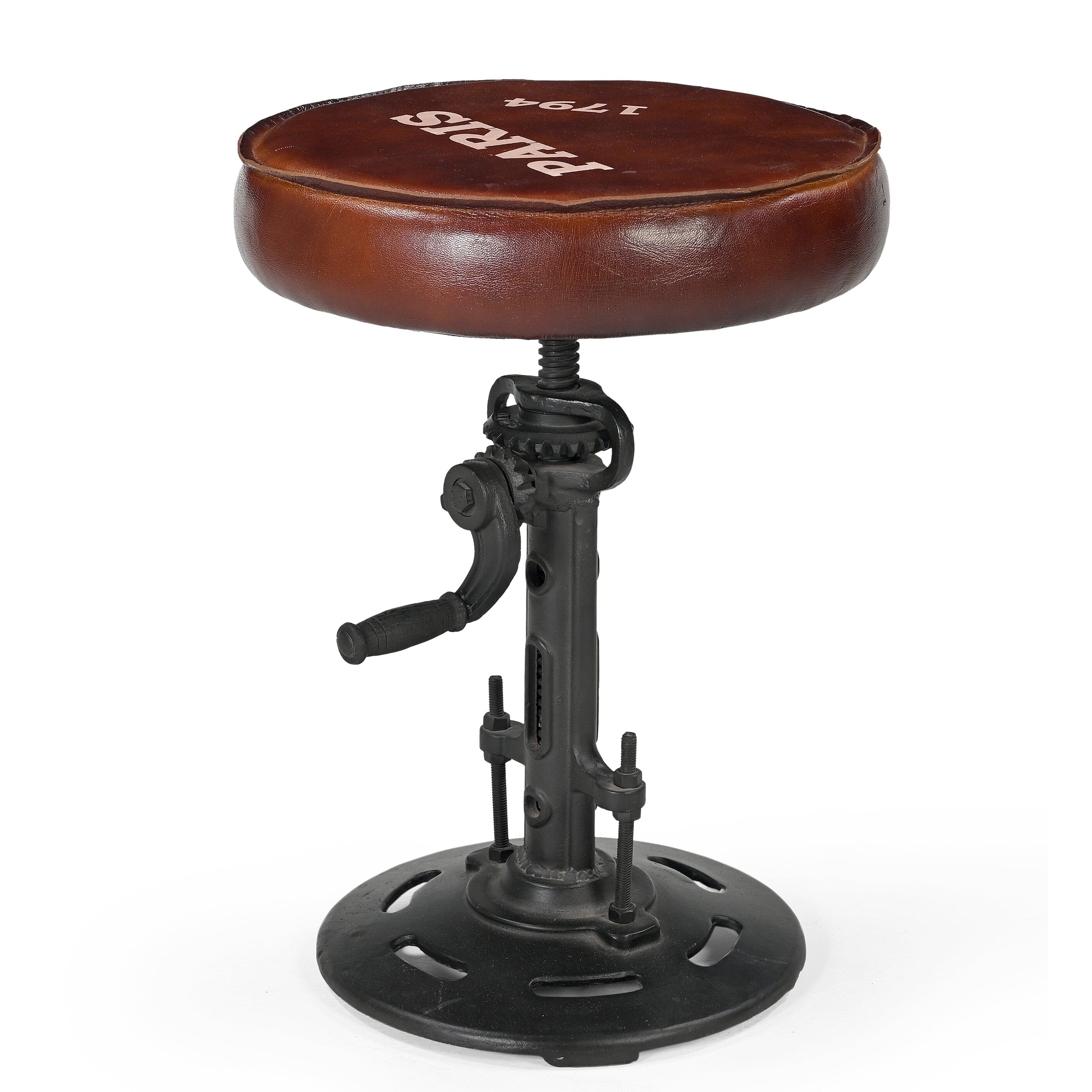 Buy INDUSTRIAL PARIS WIND UP CAST IRON BAR STOOL - MyDeal Australia