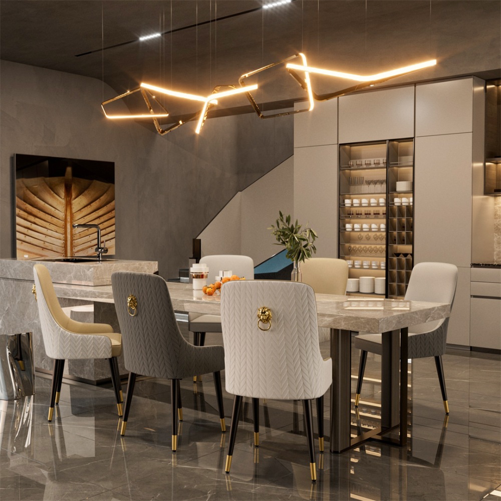 Buy Set of 2 Luxury Microfiber Leather Dining Chairs with Lion Knocker ...