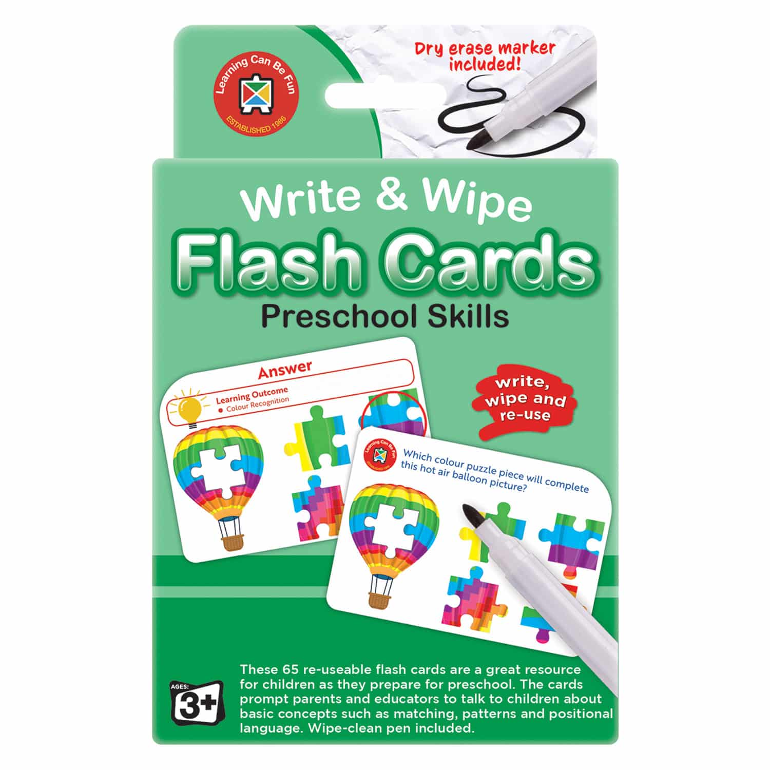 Buy Learning Can Be Fun - W&W Flash Cards Preschool Skills w/marker ...