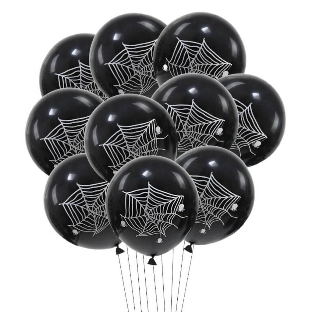 Buy 12-inch Halloween Spider Web Black Latex Balloons 10pk - MyDeal ...