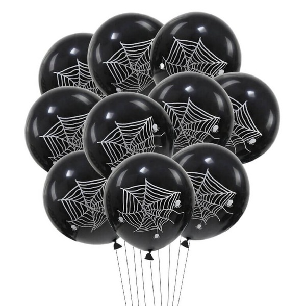 Buy 12-inch Halloween Spider Web Black Latex Balloons 10pk - MyDeal ...