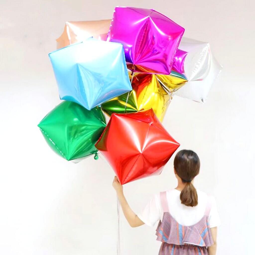 Buy 24-inch Jumbo 3D Cube Shape Foil Balloon - 9 Metallic Colours ...