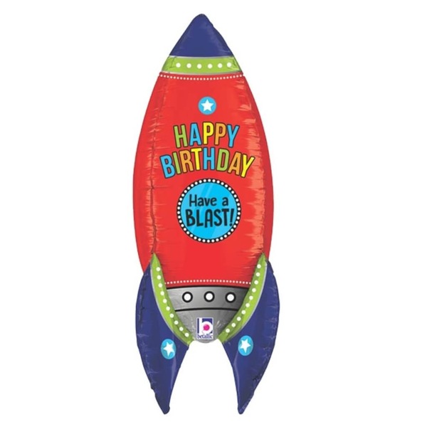 Buy 36inch 3D Jumbo Happy Birthday Rocket Foil Balloon - MyDeal Australia