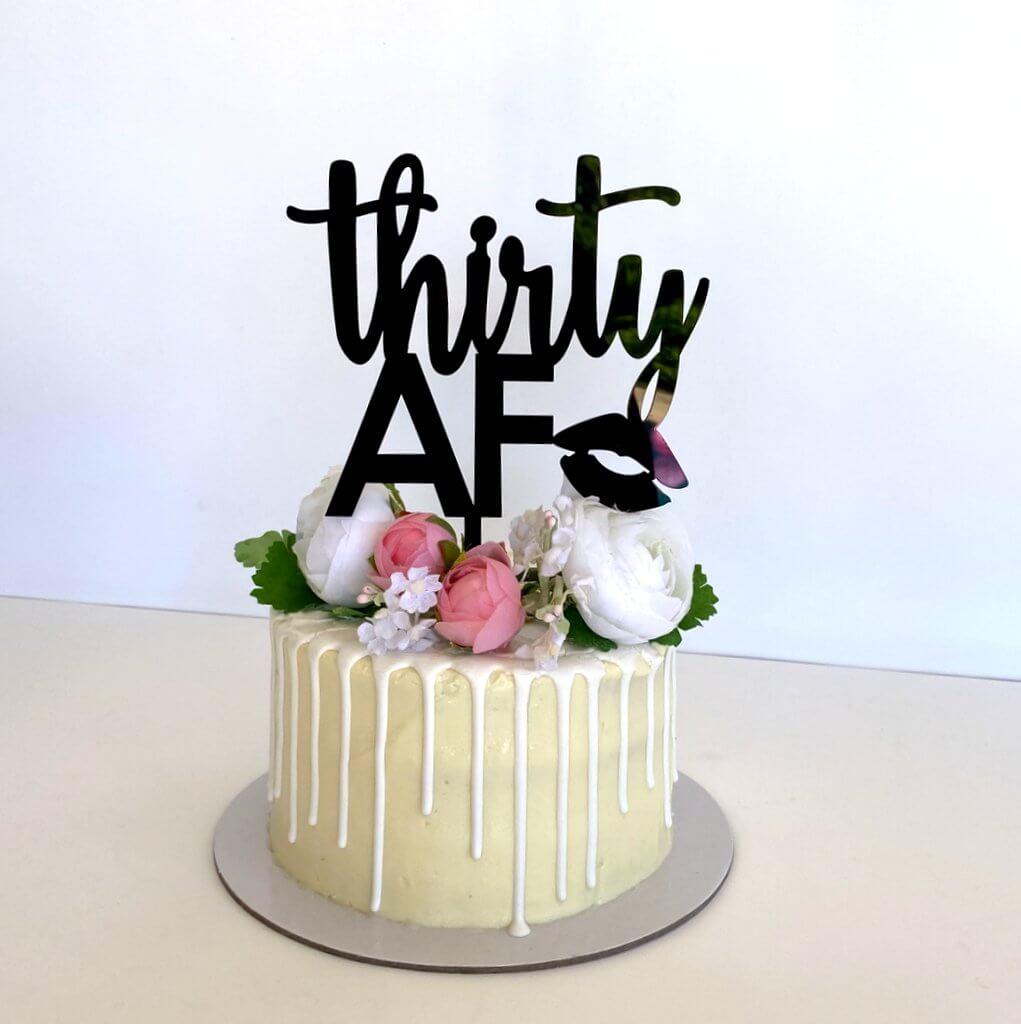 Buy Acrylic Black 'thirty AF' Birthday Cake Topper - MyDeal Australia