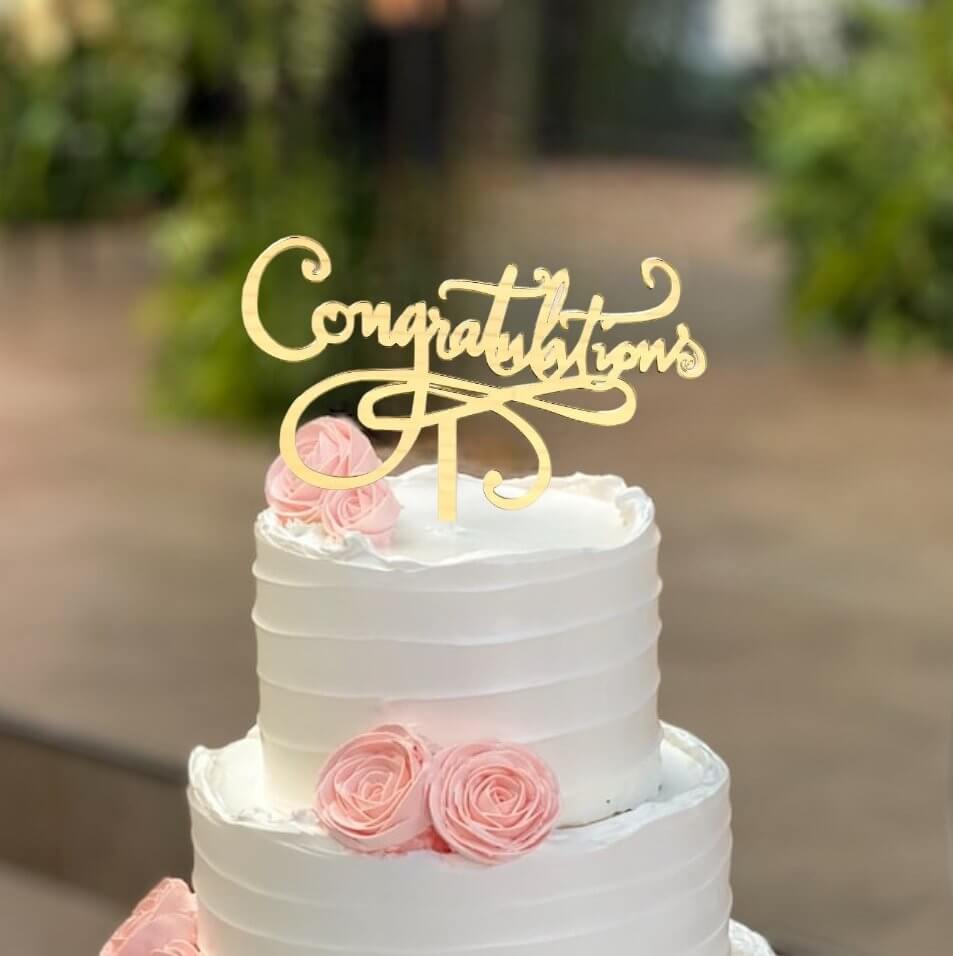 Buy Acrylic Gold 'Congratulations' Cake Topper - MyDeal Australia