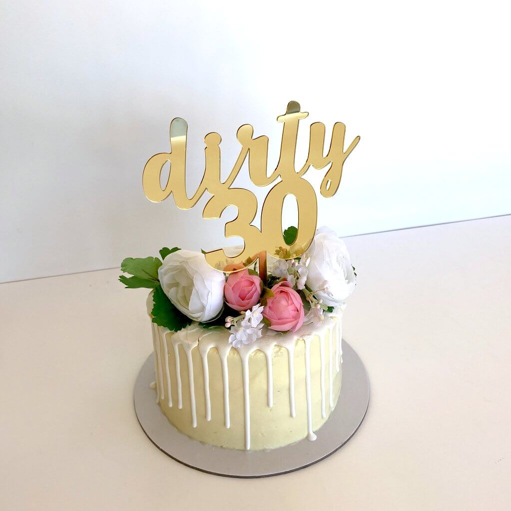 Buy Acrylic Gold 'dirty 30' Cake Topper - MyDeal Australia