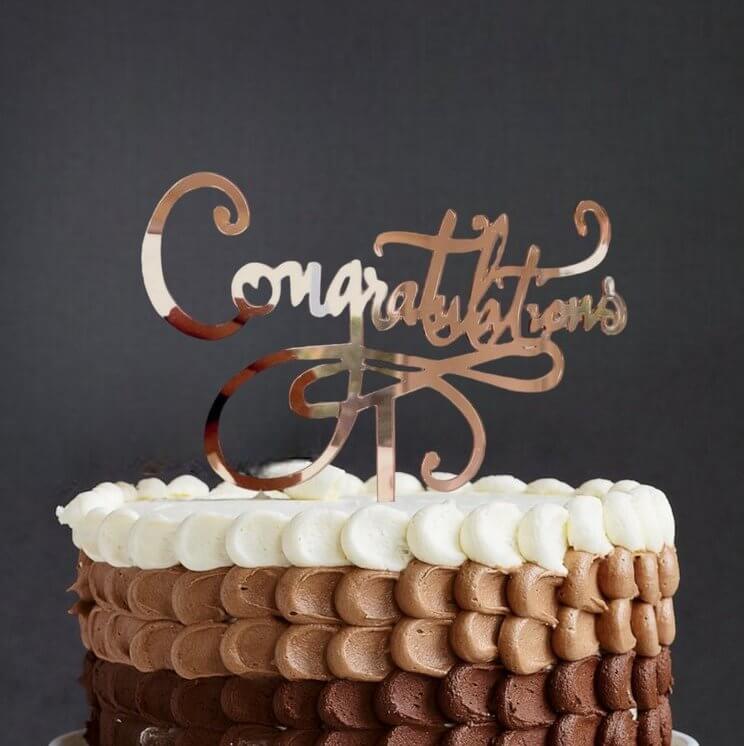 Buy Acrylic Rose Gold 'Congratulations' Cake Topper - MyDeal Australia