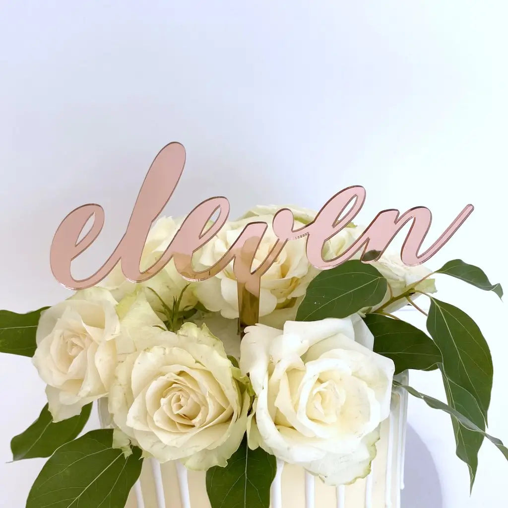 Buy Acrylic Rose Gold 'eleven' 11th Birthday Cake Topper - MyDeal Australia