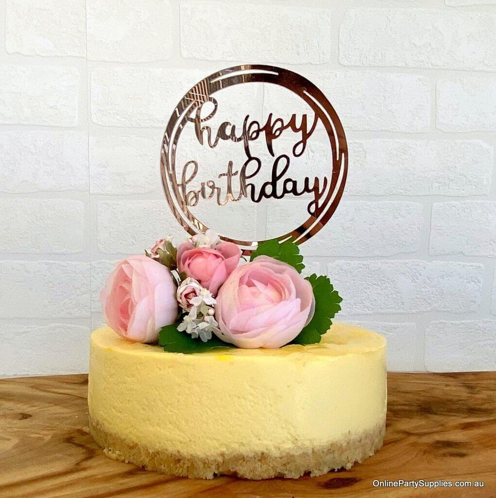 Buy Acrylic Rose Gold Happy Birthday Loop Cake Topper - MyDeal Australia