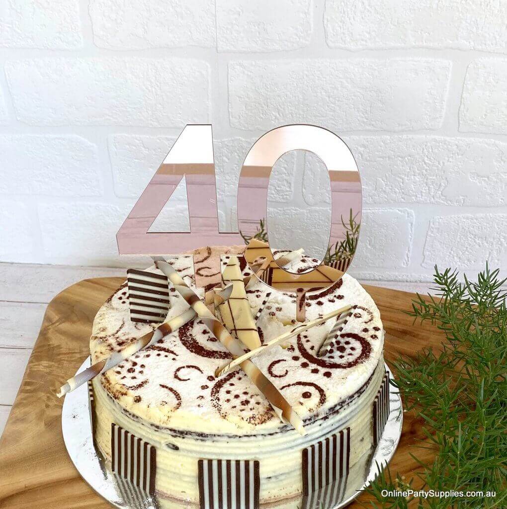 Buy Acrylic Rose Gold Number 40 Age Cake Topper - MyDeal Australia
