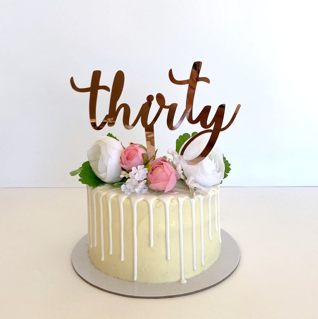 Buy Acrylic Rose Gold 'Thirty' Birthday Cake Topper - MyDeal Australia