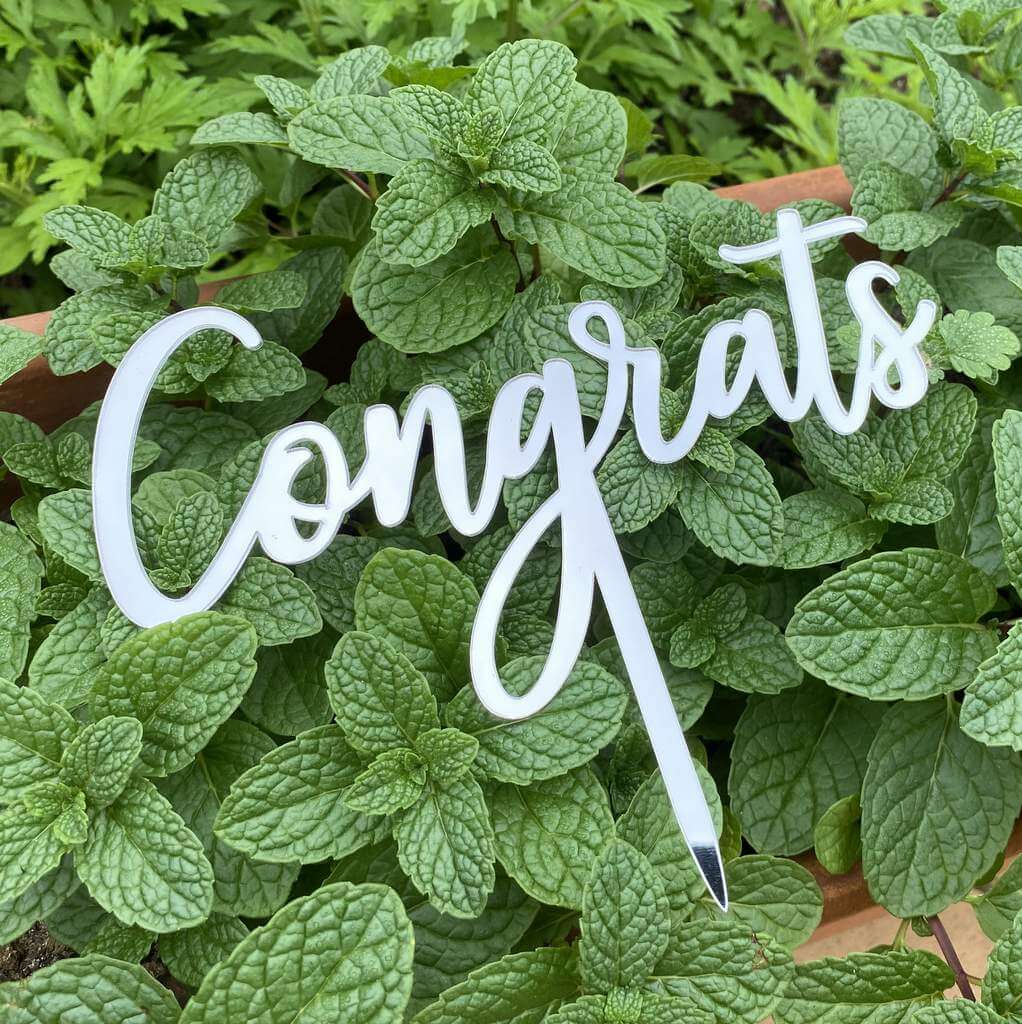 Buy Acrylic Silver 'Congrats' Cake Topper - MyDeal Australia